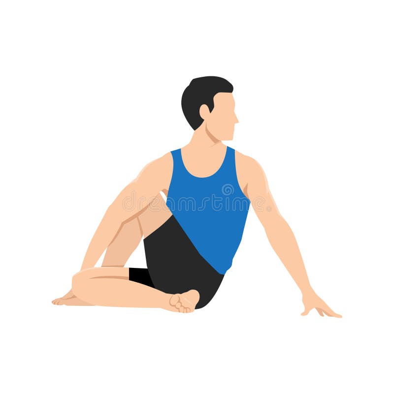 Man Doing Half Lord of the Fishes Ardha Matsyendrasana Exercise Stock ...
