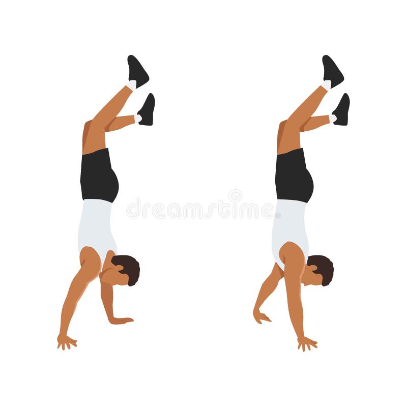 Man Doing Handstand Walks or Hand Walking Exercise. Flat Vector Stock ...