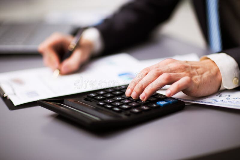 Man doing his accounting stock image. Image of computer - 48995045