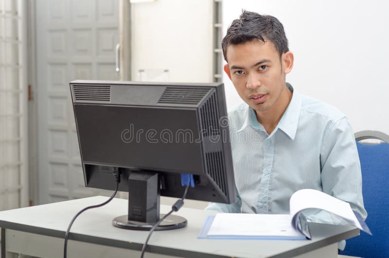 Man doing his works stock image. Image of lecturer, computer - 31646119