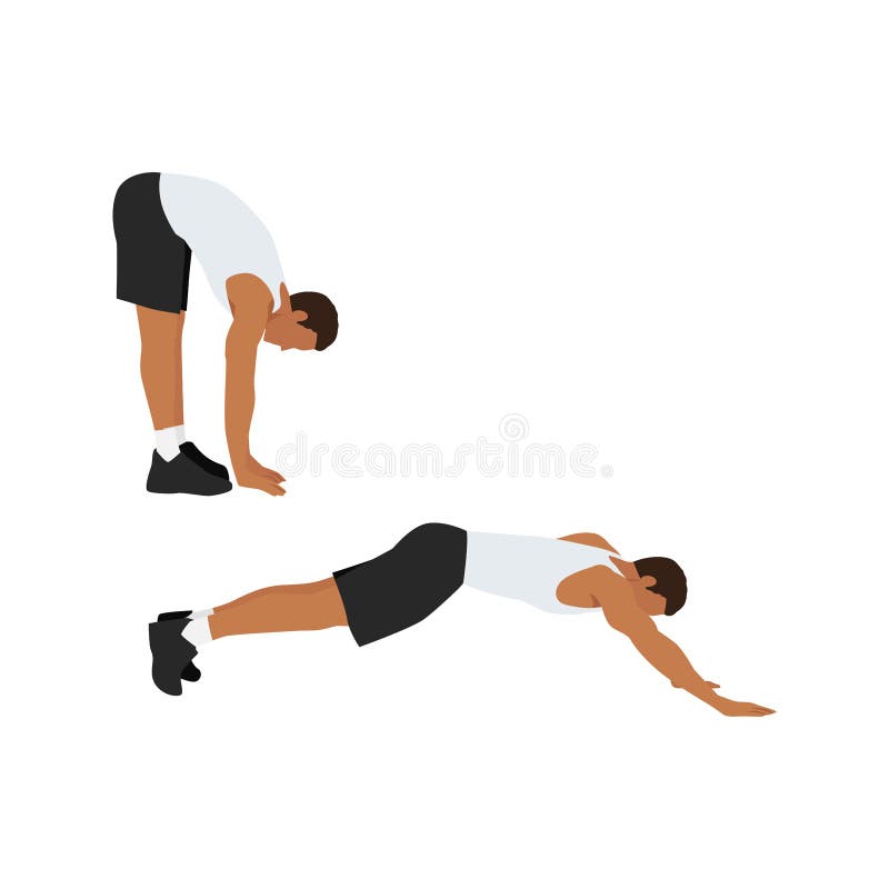 Man Doing Inchworms Walkouts Exercise. Stock Vector - Illustration of ...