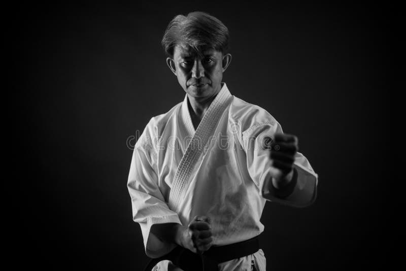 Man doing karate stock photo. Image of copy, indoor - 242457648