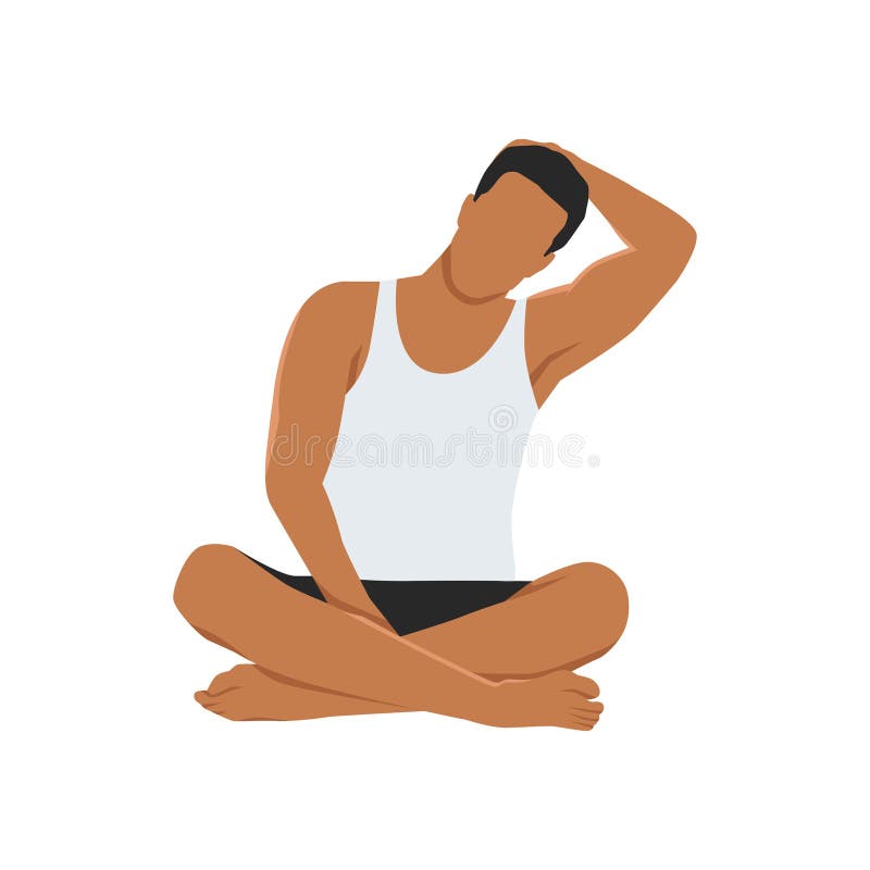 Man Doing Meditating and Seated Stretching Neck To the Side. Release ...