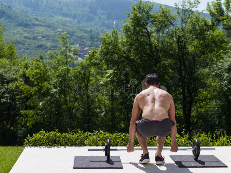 Man Doing Morning Exercises Stock Photo - Image of person, adult: 91198704