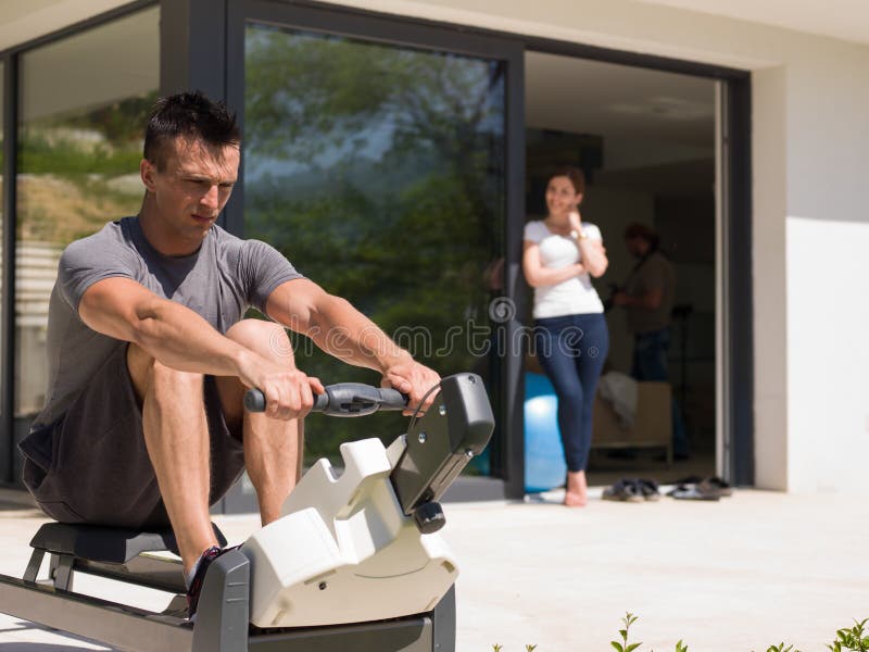 Man Doing Morning Exercises Stock Image - Image of balance, peaceful ...