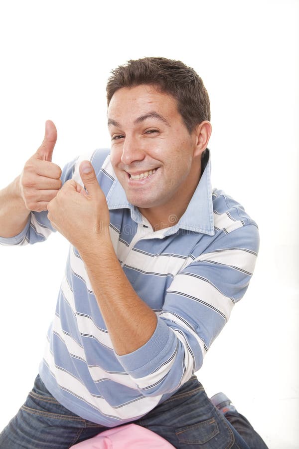 Happy man showing his fist stock photo. Image of background - 16357344