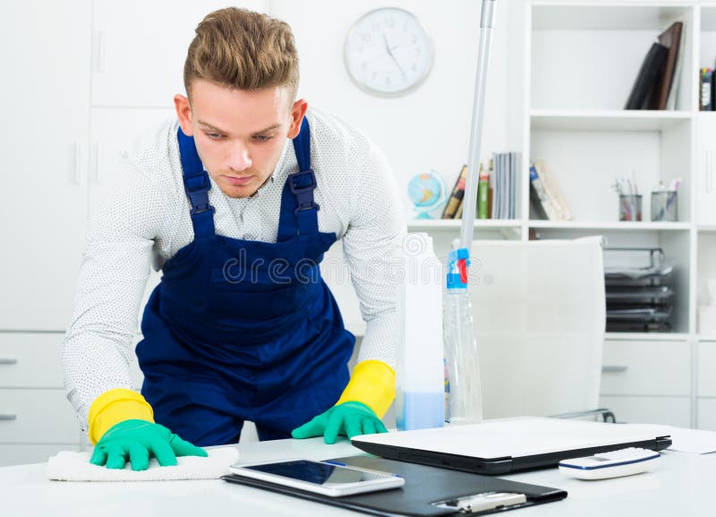 Man Doing Professional Clean-up Stock Photo - Image of indoor ...