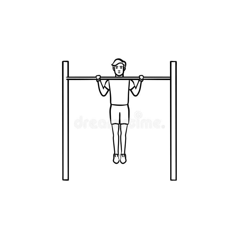 Man Doing Pull-ups Hand Drawn Outline Doodle Icon. Stock Vector ...