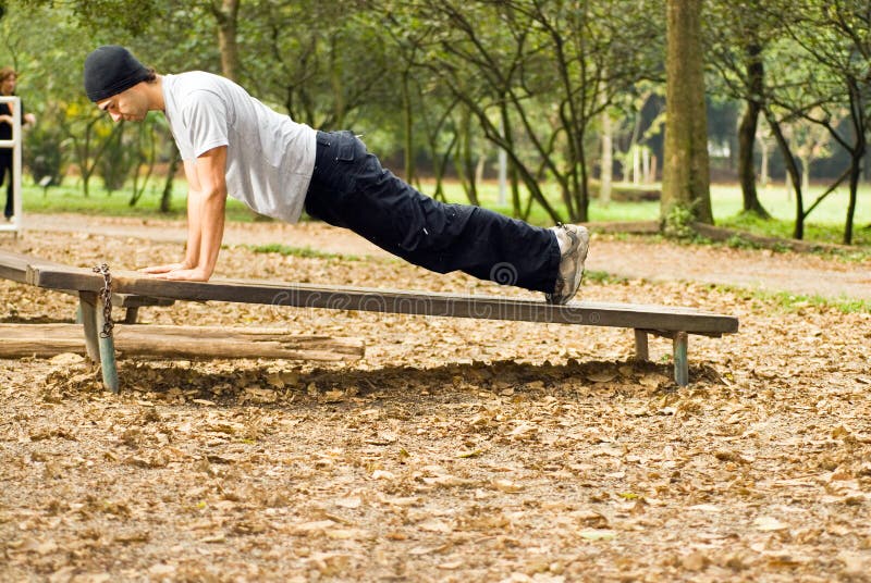 Man Doing Push-ups - Horizontal Stock Image - Image of latin, hispanic ...