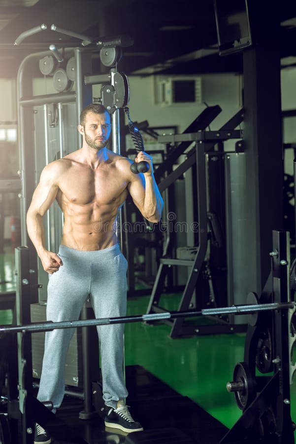 Man Doing Rope Extension Exercise Stock Image - Image of caucasian ...