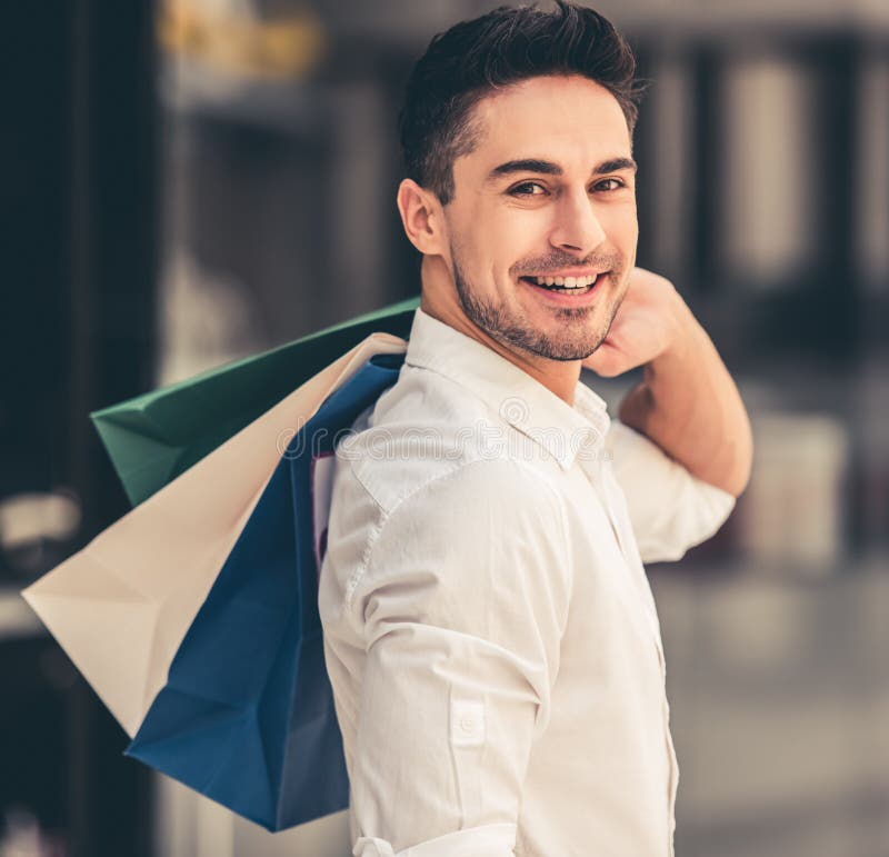 Man doing shopping stock image. Image of happy, fashion - 88601815