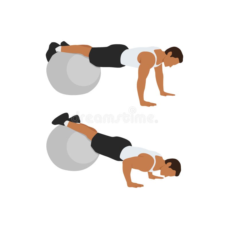 Stability Ball Push Ups Stock Illustrations – 9 Stability Ball Push Ups ...
