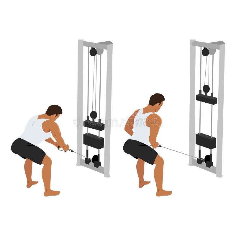 Man Doing Standing Bent Over Cable Row Exercise Stock Illustration ...