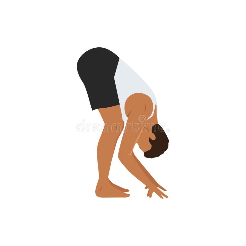 Man Doing Standing Forward Bend Pose Uttanasana Exercise. Stock ...