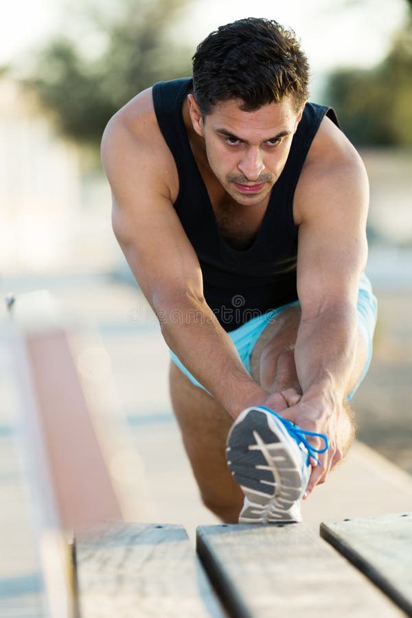 Man Doing Stretching Exercises Stock Image - Image of lifestyle ...