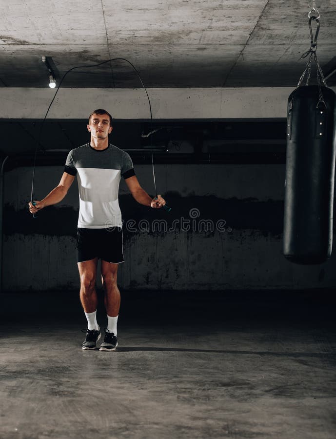 Man Doing Training with Jump Rope Stock Photo - Image of attractive ...