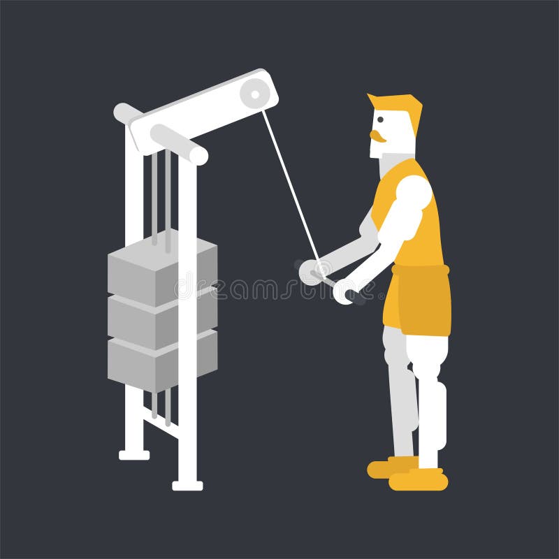 Man doing triceps pushdown stock vector. Illustration of muscular ...