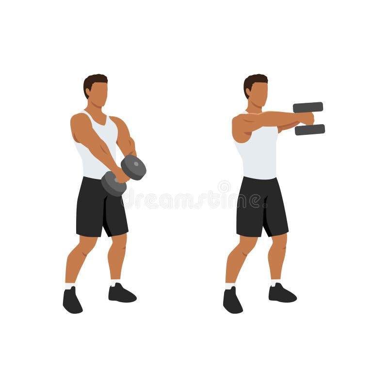 Dumbbell Front Raise Stock Illustrations – 60 Dumbbell Front Raise ...