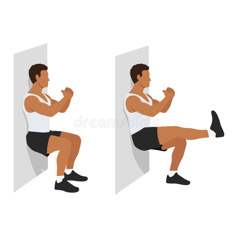 Wall Sit Exercise Stock Illustrations – 57 Wall Sit Exercise Stock ...