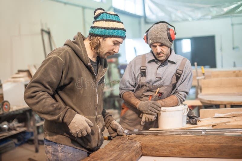 Man Doing Woodwork in Carpentry Stock Photo - Image of joiner, hipster ...
