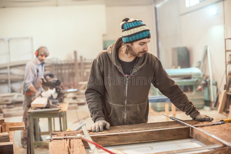 Man Doing Woodwork in Carpentry Stock Image - Image of craft, carpentry ...