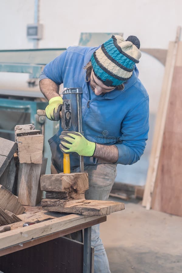 Man Doing Woodwork in Carpentry Stock Photo - Image of manual ...