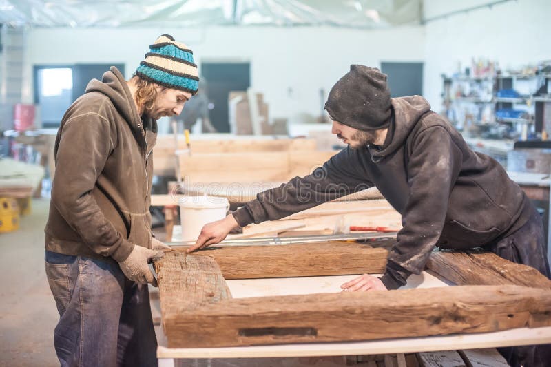 Man Doing Woodwork in Carpentry Stock Photo - Image of machine ...