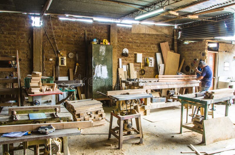 Man Doing Woodwork in Carpentry. Carpentry Workshop Stock Photo - Image ...