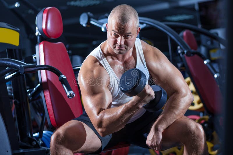 Man Doing Workout with Barbell Stock Image - Image of body, chest: 42565631