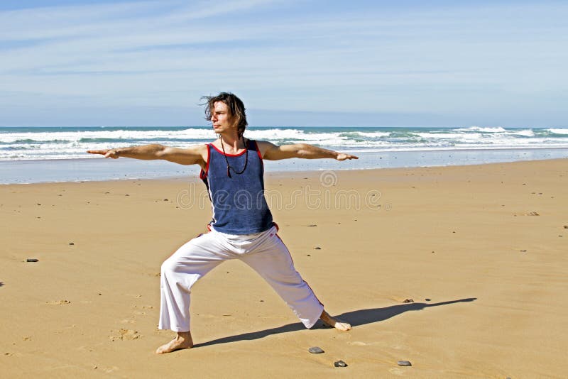 Man doing yoga exercises stock photo. Image of portrait - 29933966