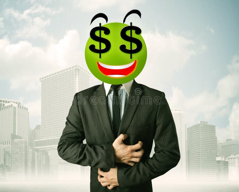 Man with Dollar Sign Smiley Face Stock Image - Image of gesturing ...
