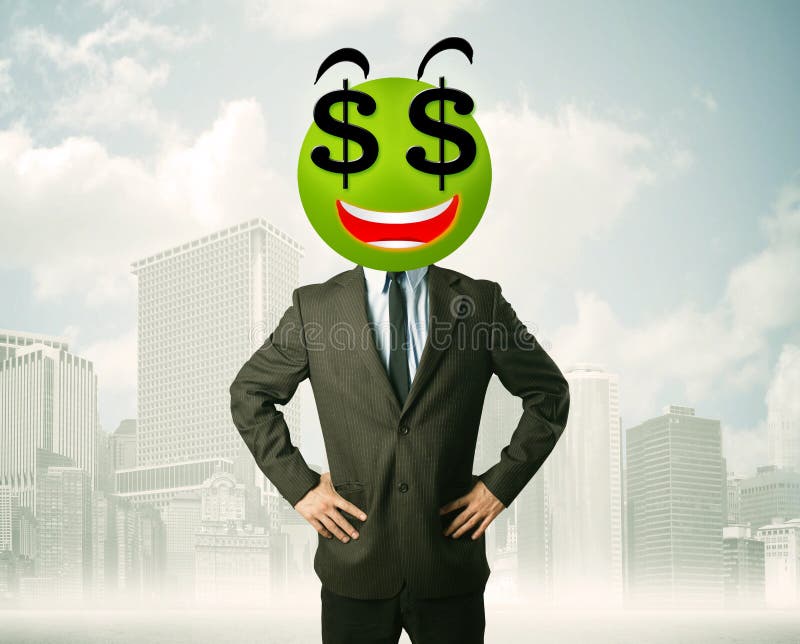 Man with Dollar Sign Smiley Face Stock Image - Image of optimist, happy ...
