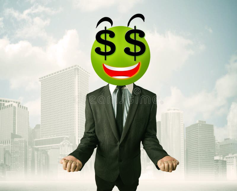 Man with Dollar Sign Smiley Face Stock Photo - Image of money, hand ...