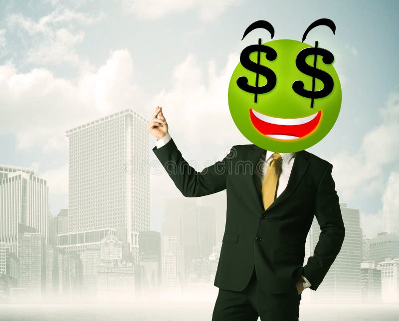 Man with Dollar Sign Smiley Face Stock Image - Image of grunge, casual ...