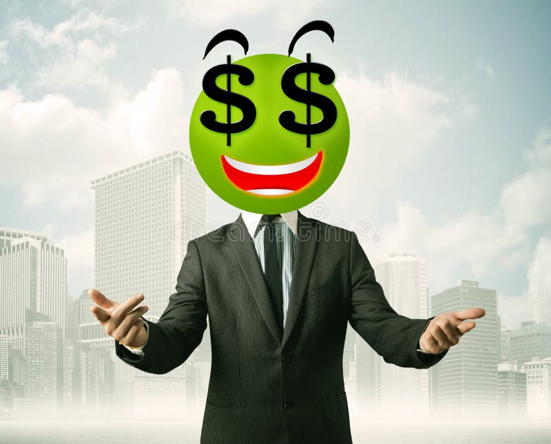 Man with Dollar Sign Smiley Face Stock Image - Image of head, optimist ...