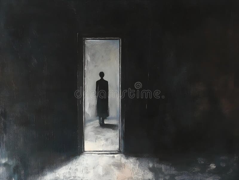 Man in Doorway, Dark Room, Light Streaming, Mysterious Figure, Shadowy ...