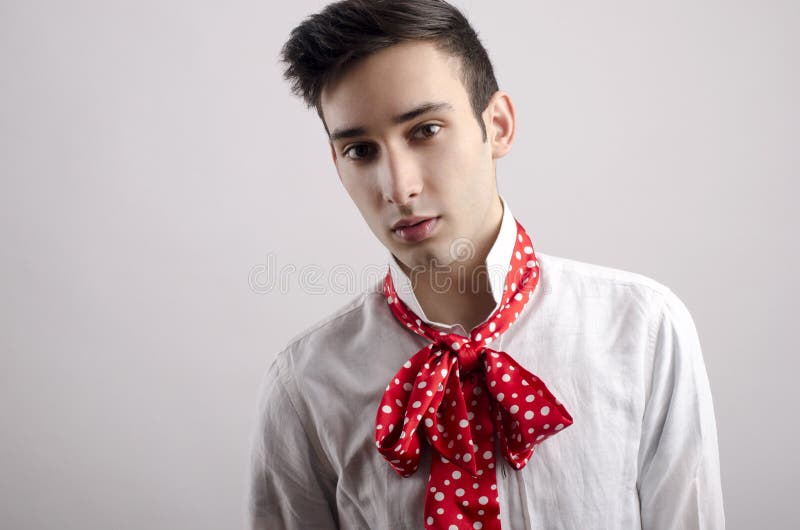 Man with a Dotted Red Scarf Around His Neck. Stock Photo - Image of ...