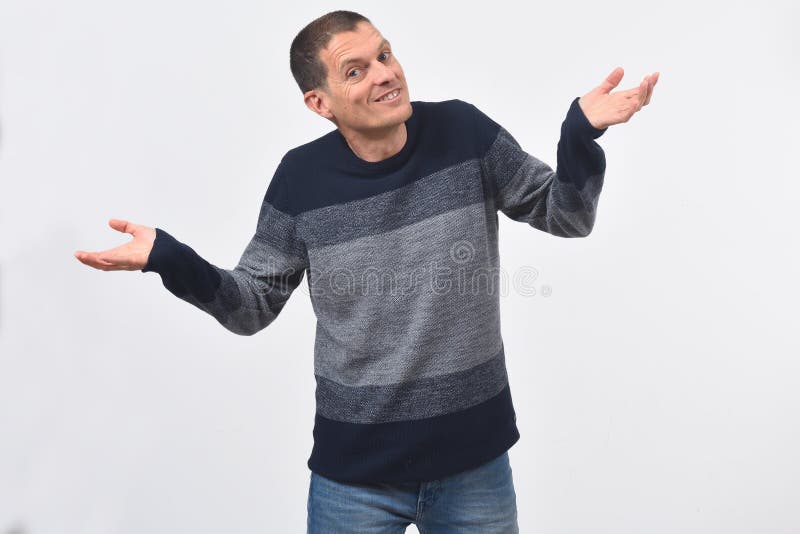 Man with Doubt or Confused Expression on White Background Stock Image ...