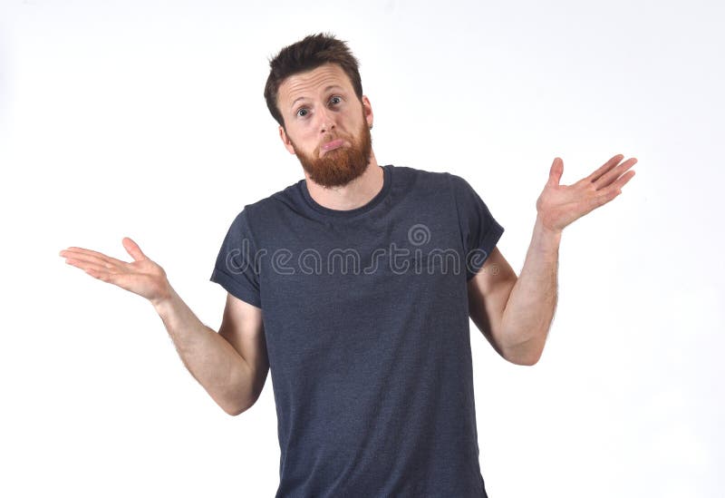 Man with Doubt or Confused Expression on White Background Stock Photo ...
