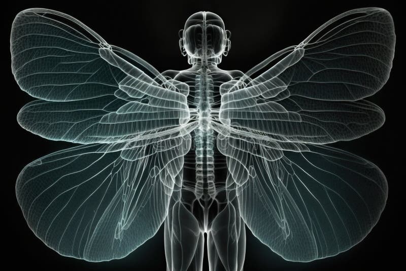 Man Dragonfly X-ray, Strange Chimera Created with Generative AI ...
