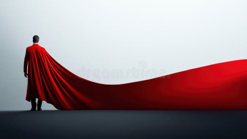 Man in a Dramatic Red Cape from Behind Stock Illustration ...