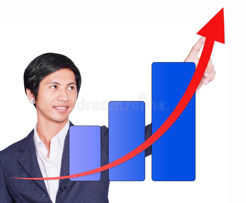 Man Drawing Arrow Up Graphs Stock Image - Image of beat, conceptual ...