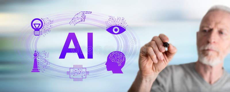 Man Drawing Artificial Intelligence Concept Stock Photo - Image of ...