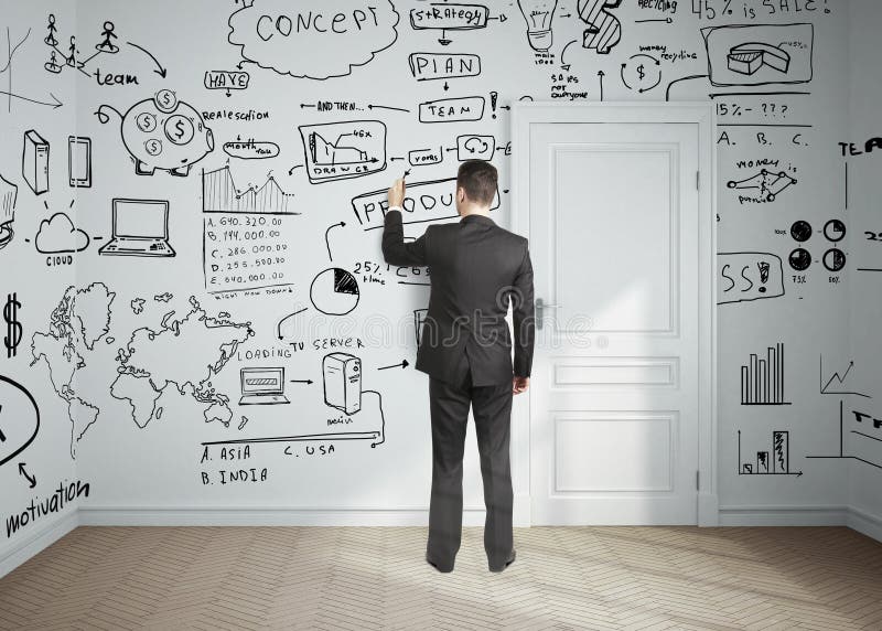 Man drawing business plan stock image. Image of concrete - 28636611