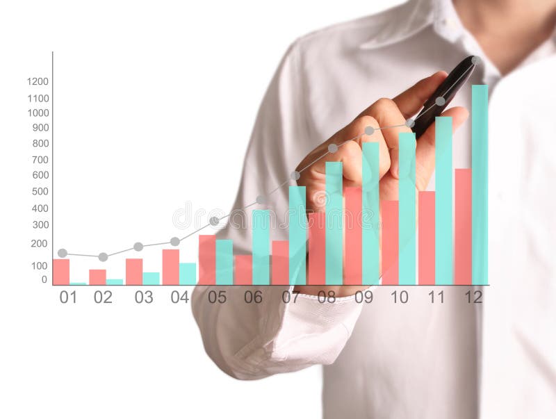 Man drawing a chart show stock image. Image of hand, increase - 53094787