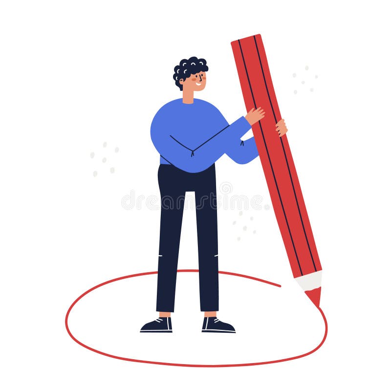 Man Drawing a Circle Around Himself. Keep Social Distance Concept Stock ...