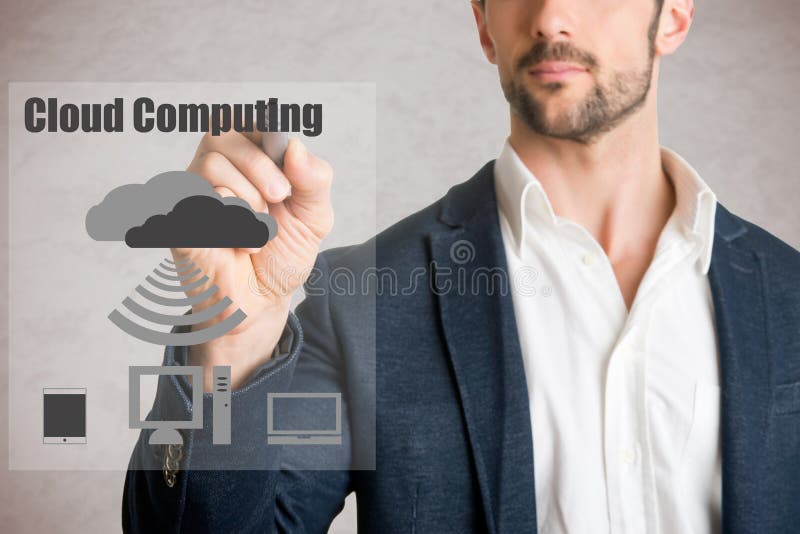 Man Drawing Cloud Computing Stock Photo - Image of database, cloud ...