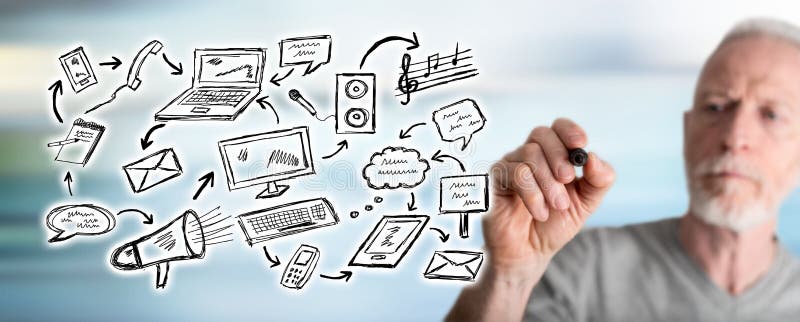 Man Drawing Communication Concept Stock Image - Image of correspondence ...