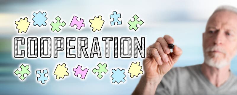 Man Drawing Cooperation Concept Stock Image - Image of solution ...