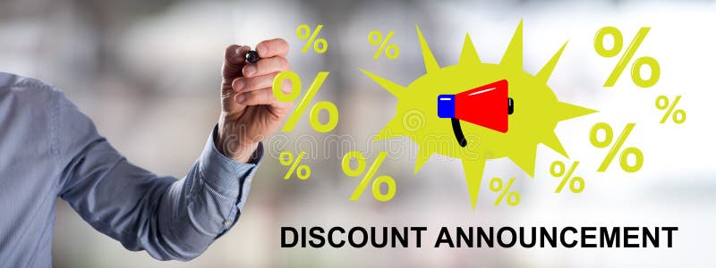 Discount Announcement Concept Drawn by a Man Stock Photo - Image of ...